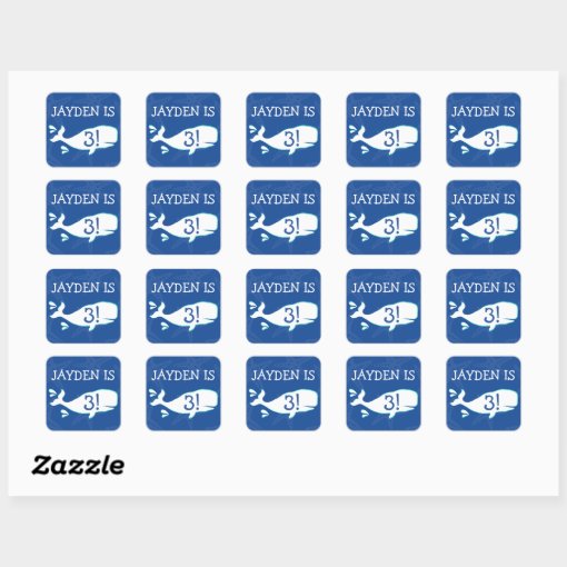 Whale Splash | Personalized Birthday Stickers | Zazzle