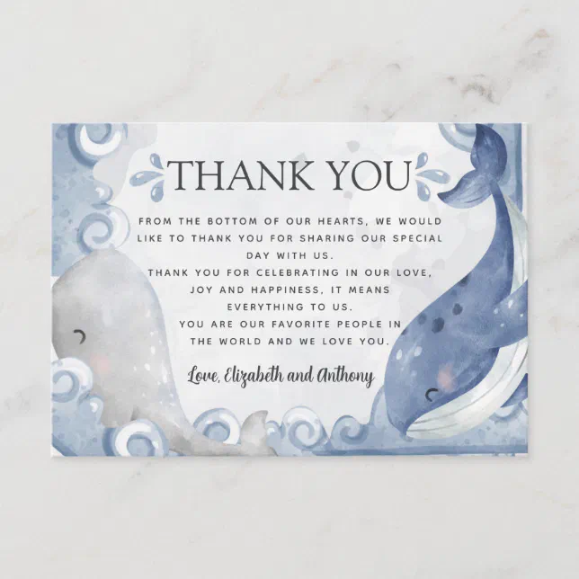 Whale Thank You Card | Zazzle