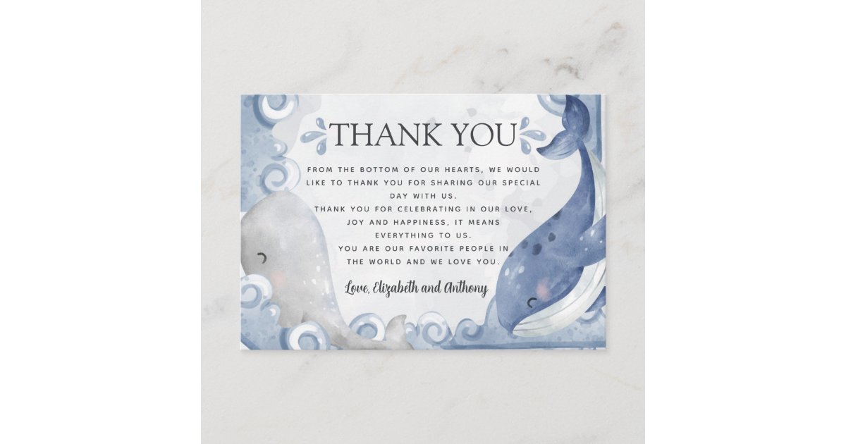 Whale Thank You Card | Zazzle