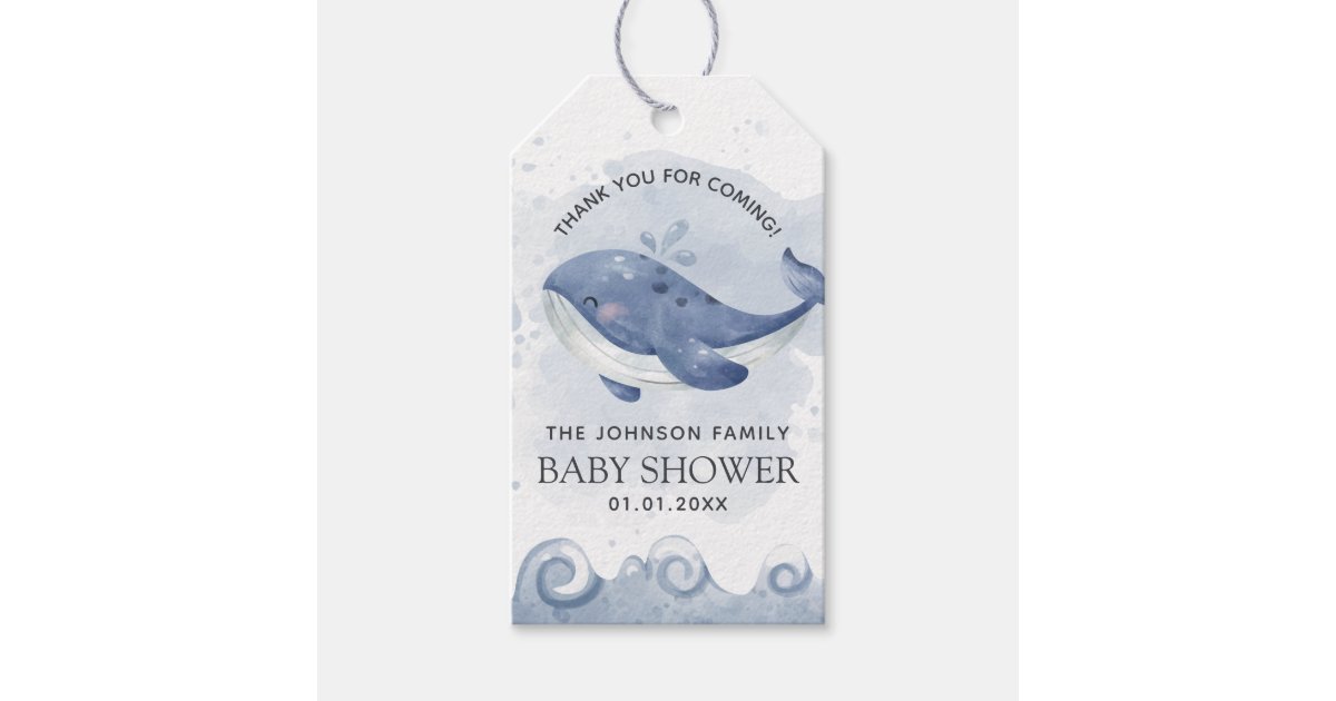 Whale Thank You Favor Gift Tag | Zazzle