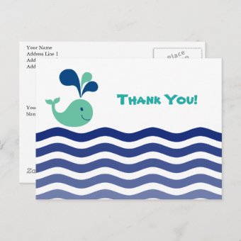 Whale Thank You Postcard | Zazzle