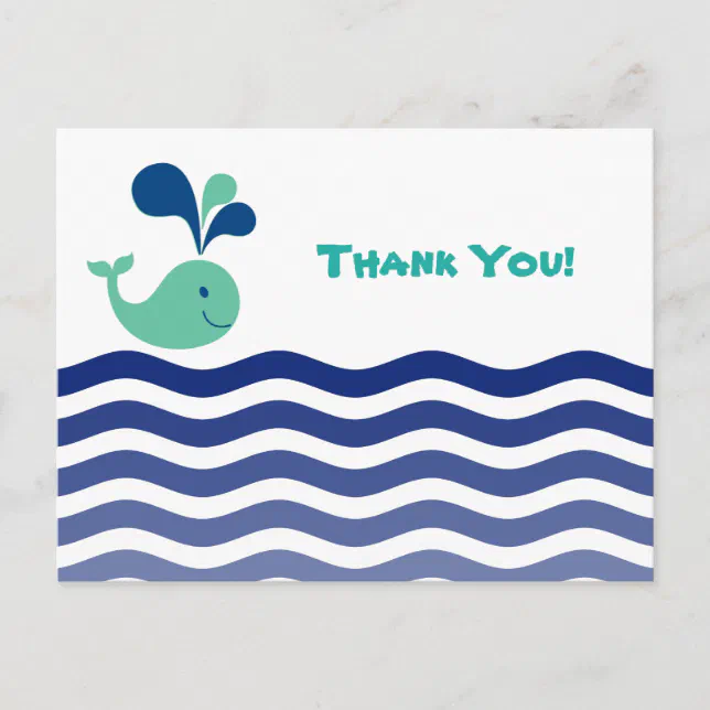 Whale Thank You Postcard | Zazzle