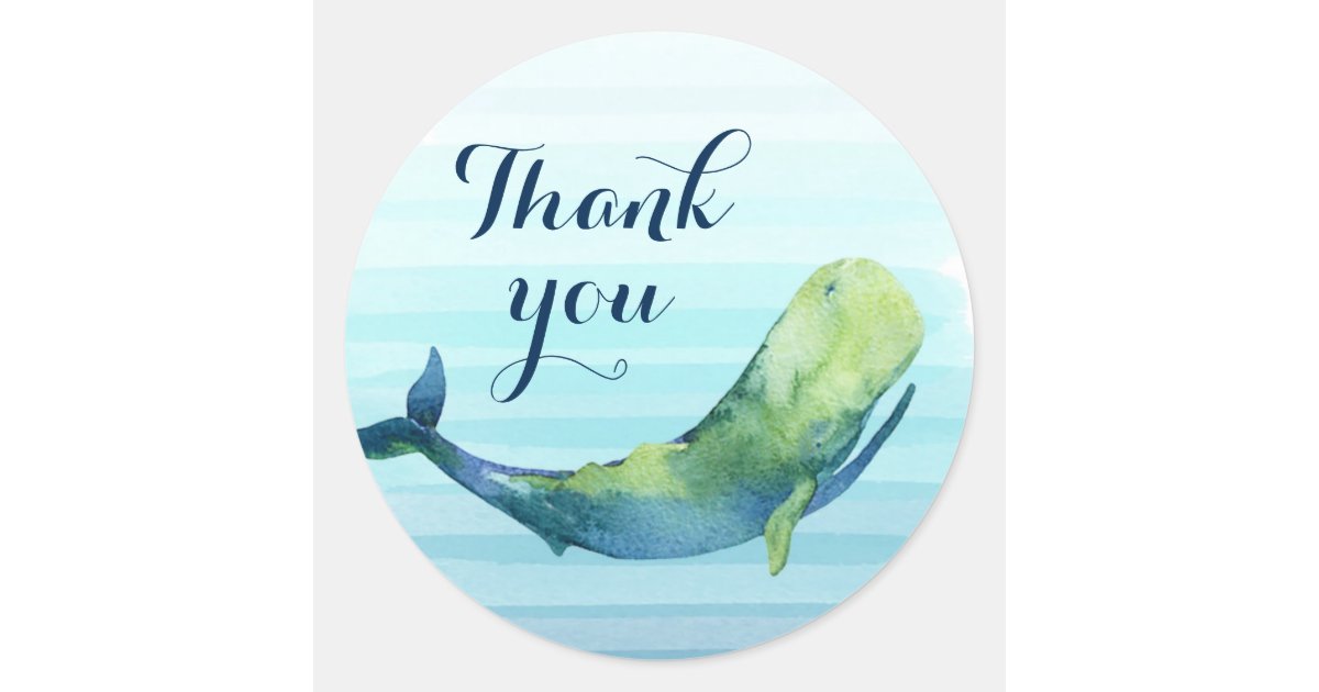 Whale Thank You Sticker | Zazzle