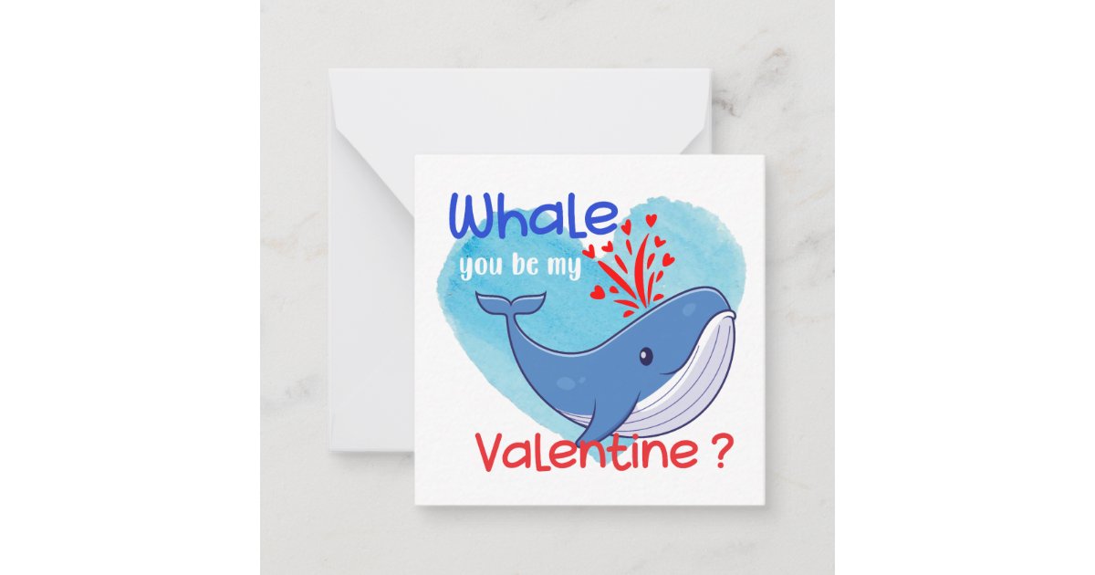 Whale You Be My Valentine Classroom Card | Zazzle