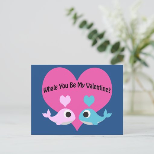Whale You Be My Valentine? Holiday Postcard | Zazzle