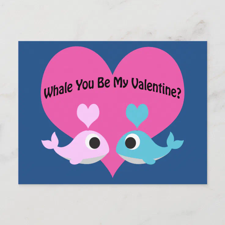 Whale You Be My Valentine? Holiday Postcard | Zazzle