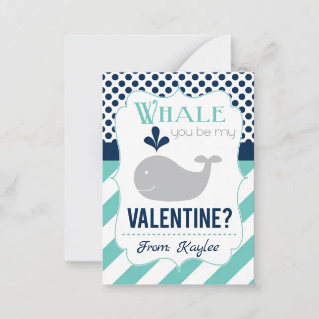 Whale You Be My Valentine Note Card | Zazzle