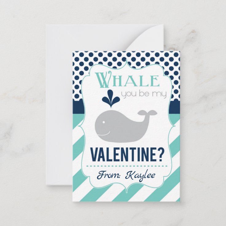 Whale You Be My Valentine Note Card | Zazzle