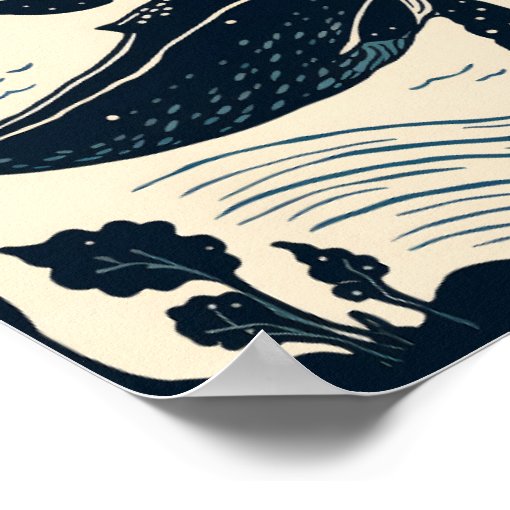 Whales Sea Ocean Marine Nature Linocut Nova Scotia Poster | Zazzle