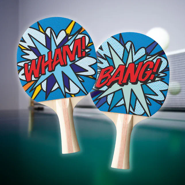 WHAM BANG Fun Retro Comic Book Pop Art Ping Pong Paddle | Zazzle