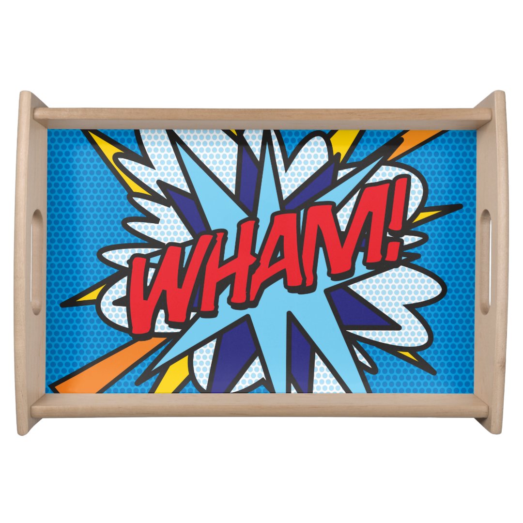 WHAM Fun Retro Comic Book Pop Art Serving Tray | Zazzle