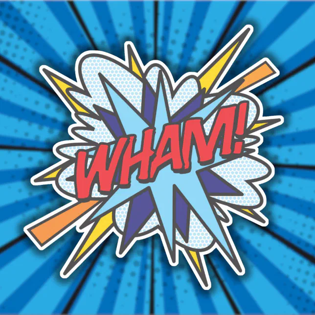 WHAM Fun Retro Comic Book Pop Art Sticker | Zazzle