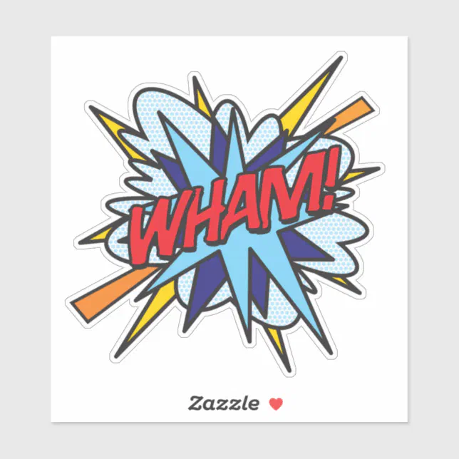 WHAM Fun Retro Comic Book Pop Art Sticker | Zazzle