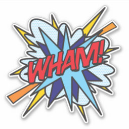 WHAM Fun Retro Comic Book Pop Art Sticker | Zazzle