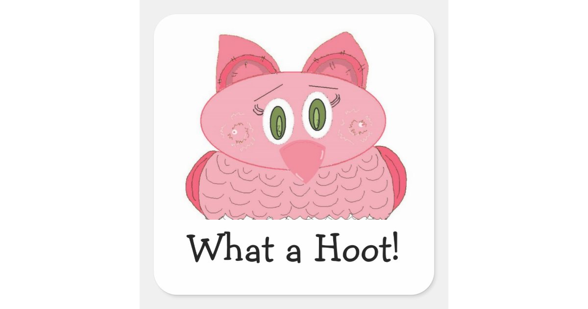What a Hoot - Pink Owl Square Sticker | Zazzle