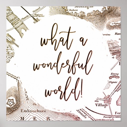 What A Wonderful World Vintage Travel Map Poster | Zazzle