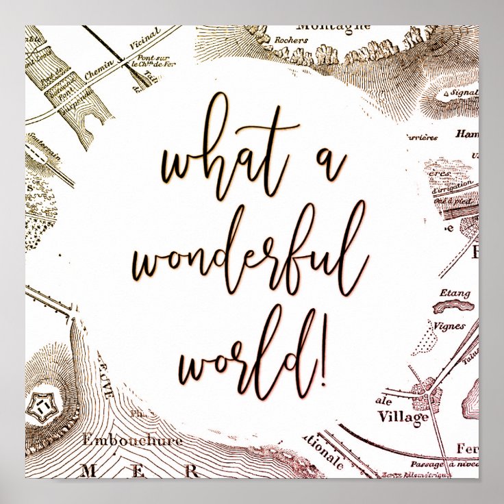 What A Wonderful World Vintage Travel Map Poster | Zazzle