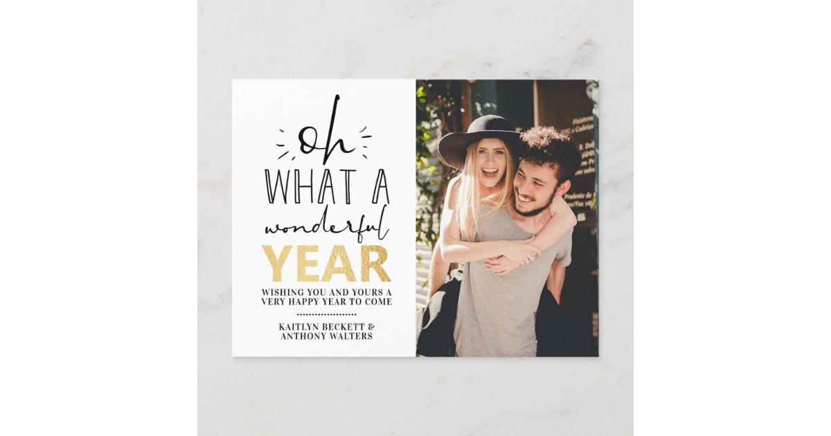 What A Wonderful Year | Happy New Year Photo Holiday Postcard | Zazzle.com