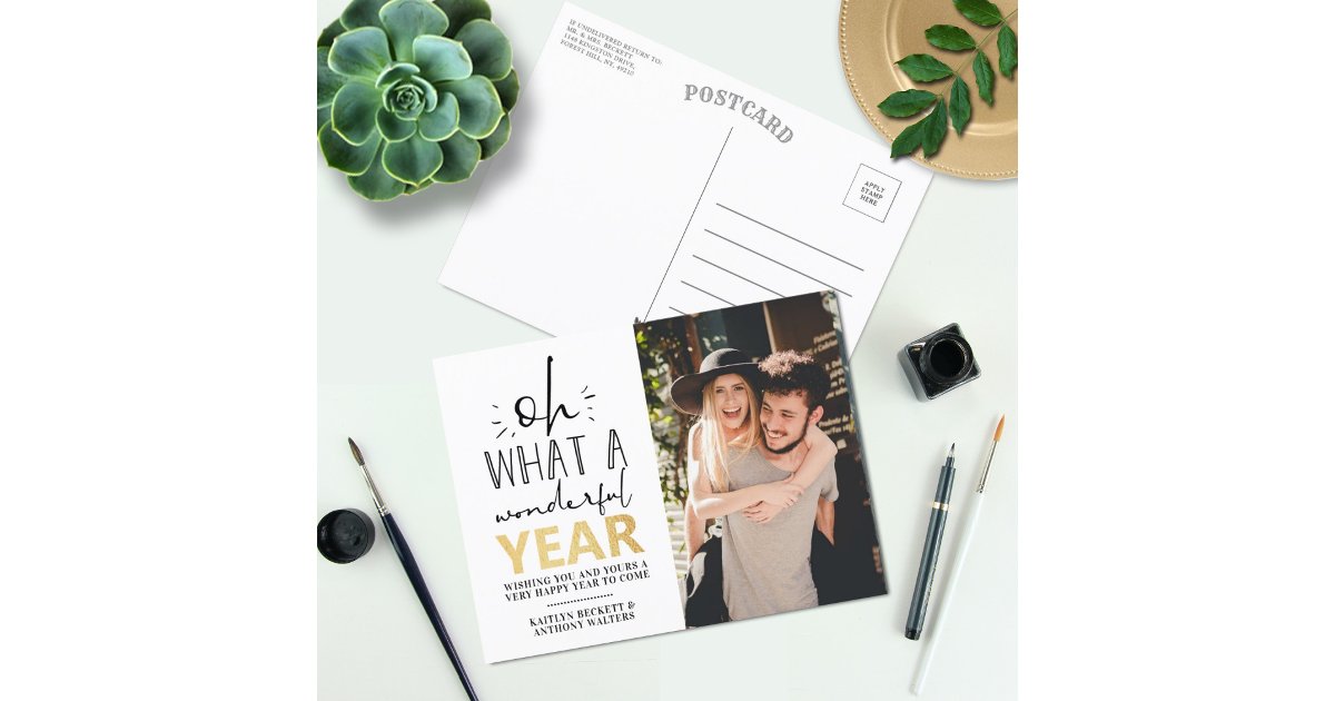What A Wonderful Year | Happy New Year Photo Holiday Postcard | Zazzle