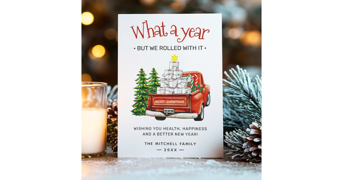 What A Year Funny Christmas Greeting Holiday Card | Zazzle
