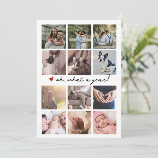 What a Year Modern Mutiple Photo Collage Holiday Card | Zazzle
