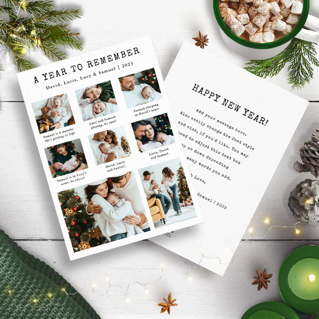 What A Year Modern Photo Collage Holiday Card | Zazzle