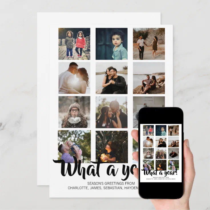 What a Year Photo Christmas Personalized Holiday Card | Zazzle