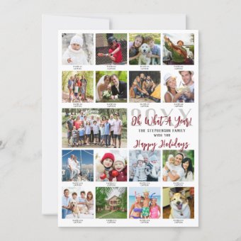 What A Year Photo Collage Captions Year in Review Holiday Card | Zazzle