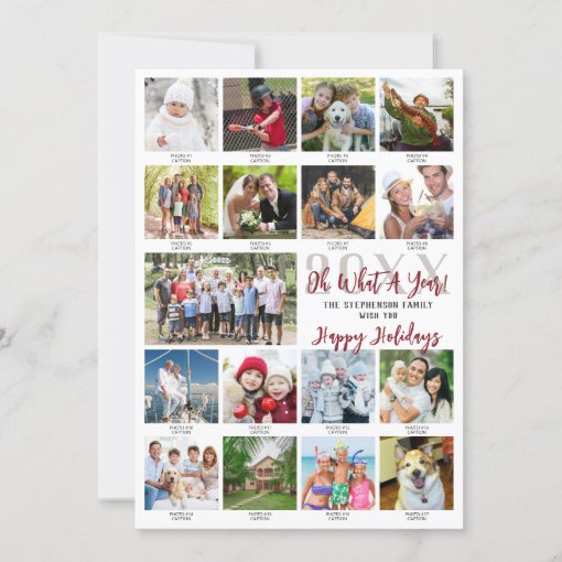 What A Year Photo Collage Captions Year in Review Holiday Card | Zazzle