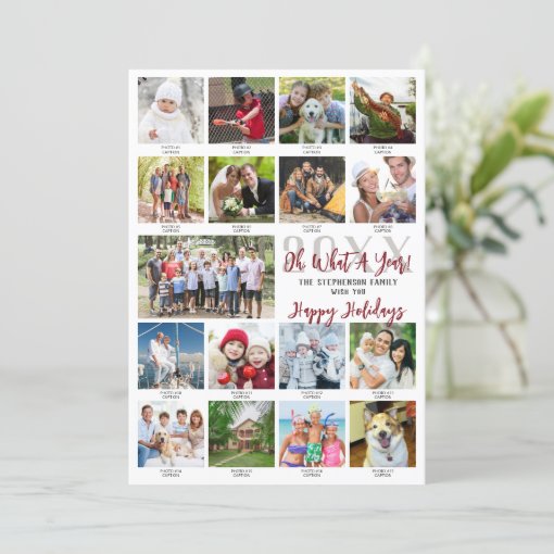 What A Year Photo Collage Captions Year in Review Holiday Card | Zazzle