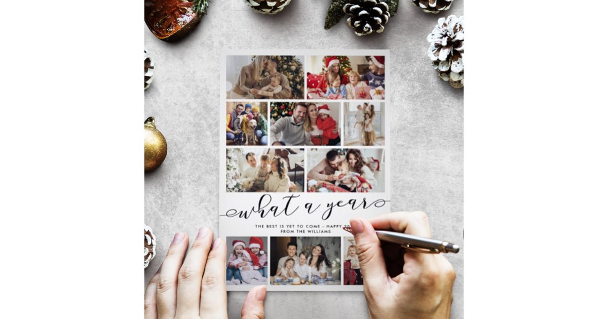 What A Year Photo Collage Holiday Card | Zazzle