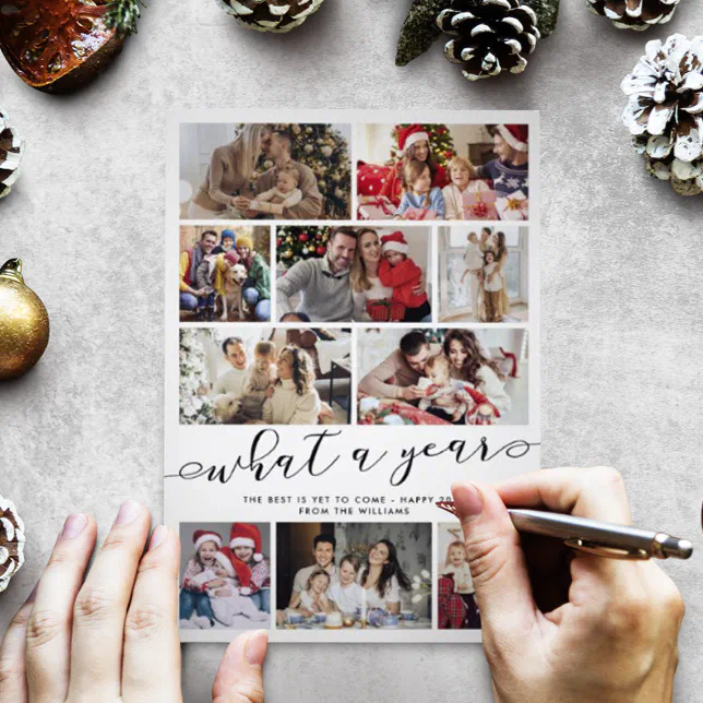 What A Year Photo Collage Holiday Card | Zazzle