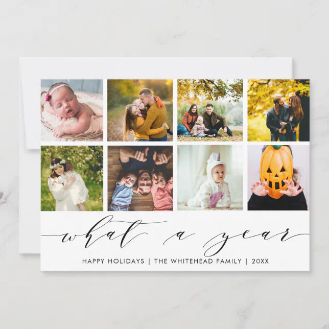 What a Year Photo Collage White Holiday Card | Zazzle