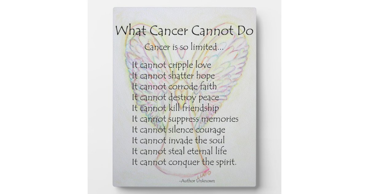 What Cancer Cannot Do Poem Angel Painting Plaque | Zazzle