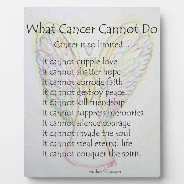 What Cancer Cannot Do Poem Angel Painting Plaque | Zazzle