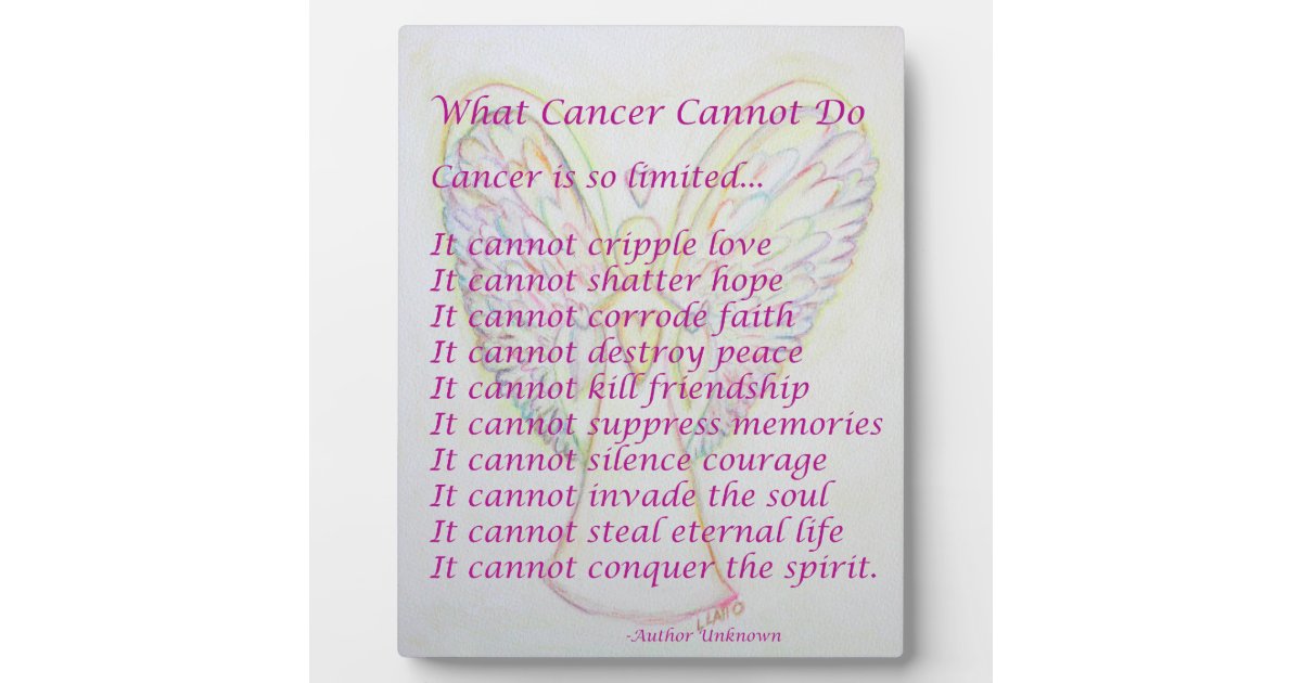What Cancer Cannot Do Poem Angel Painting Plaque | Zazzle