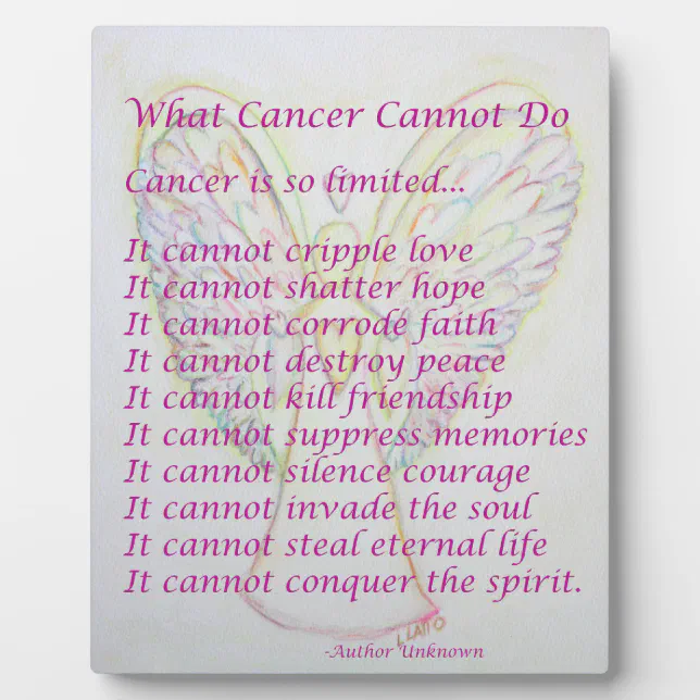 What Cancer Cannot Do Poem Angel Painting Plaque | Zazzle