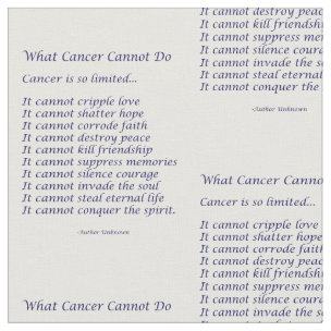What Cancer Cannot Do Poem Fabric Print Material | Zazzle