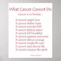 What Cancer Cannot Do Poem Poster Print | Zazzle