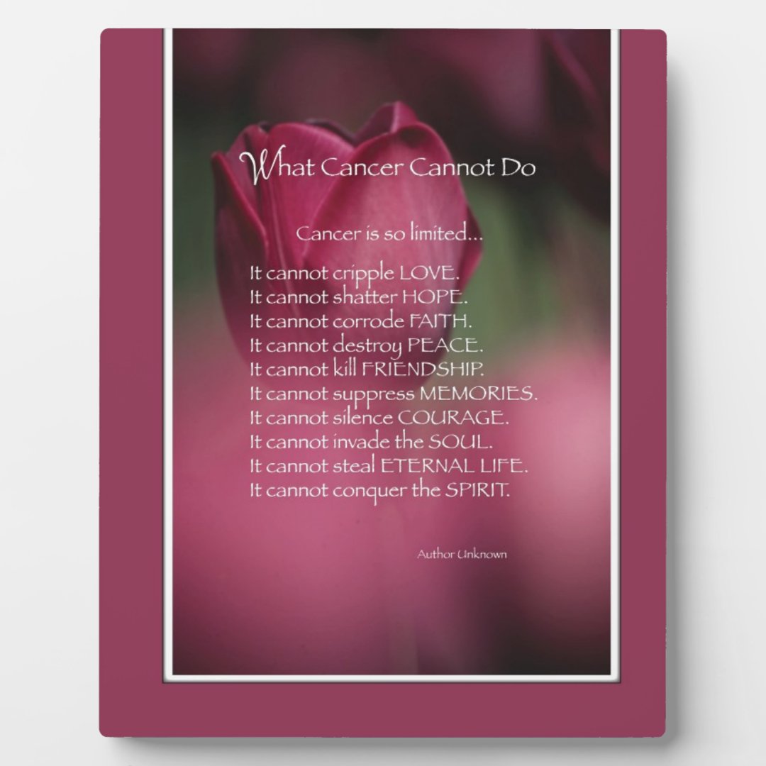 What Cancer Cannot Do, Support and Encouragement Plaque | Zazzle