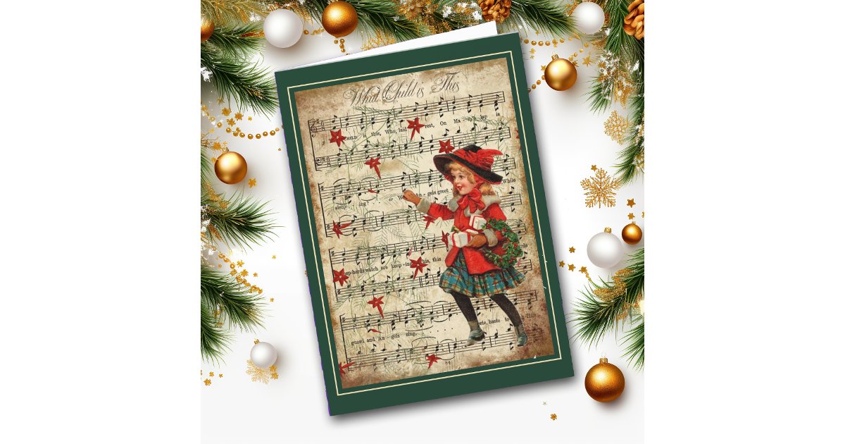 What Child is This Music Art Christmas Card | Zazzle