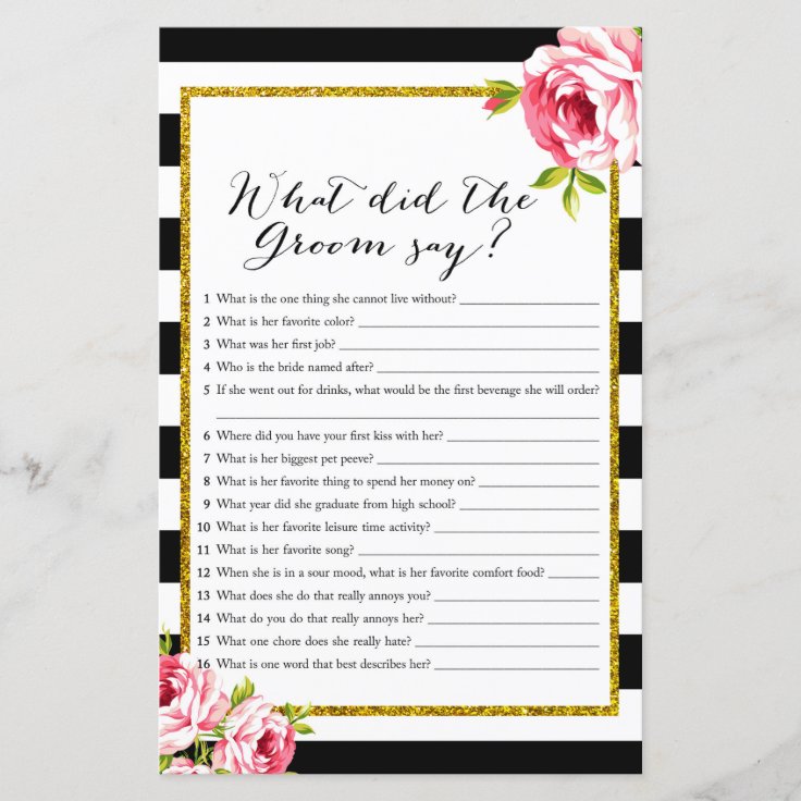 What Did The Groom Say Bridal Shower Game