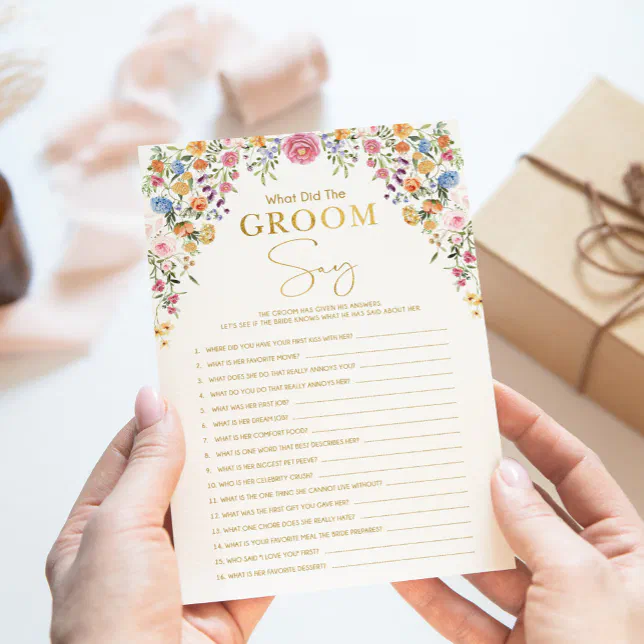 What did the Groom Say | Bridal Shower Game Card | Zazzle