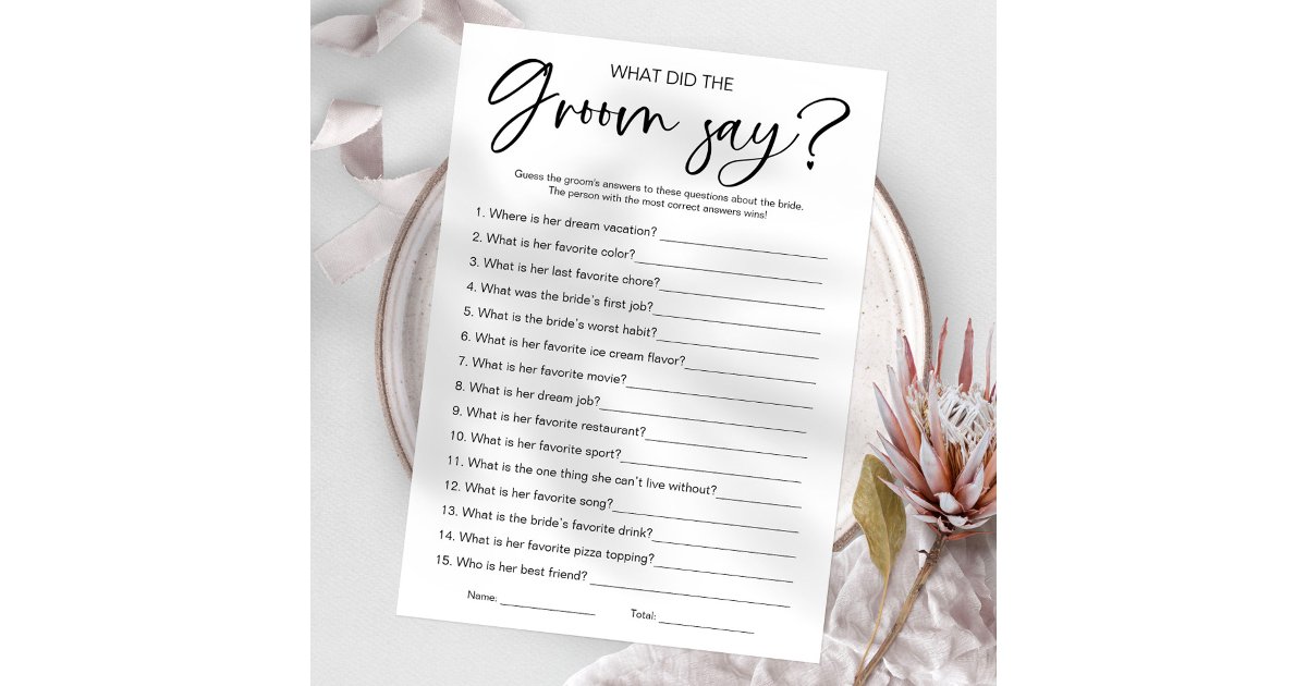 What Did the Groom Say Bridal Shower Game Invitation | Zazzle