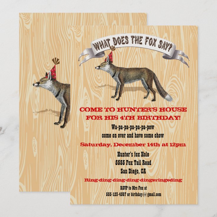 What does the fox say Birthday party invitation | Zazzle