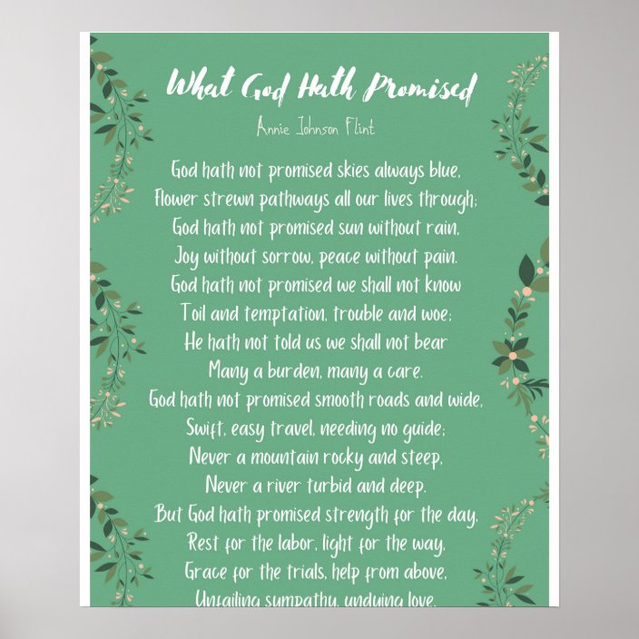 What God Hath Promised (Light Green) Poster | Zazzle.com