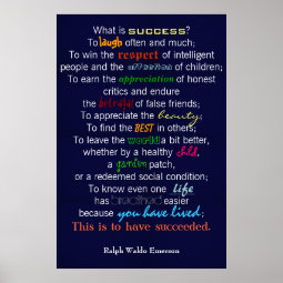 "What Is Success?" - Ralph Waldo Emerson Poster | Zazzle