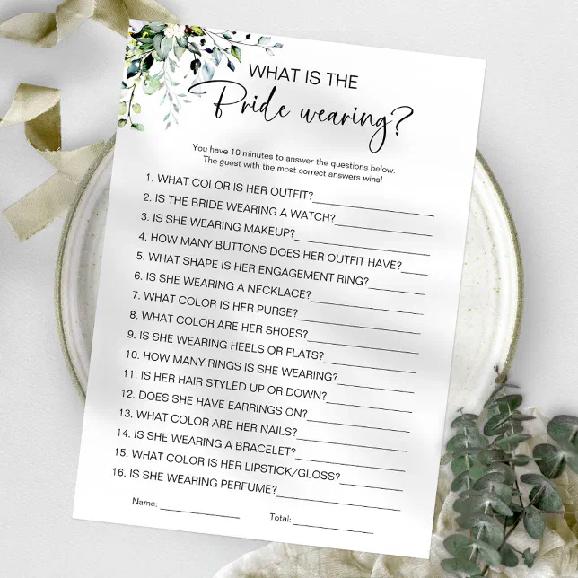 What Is The Bride Wearing Bridal Shower Game Invitation | Zazzle