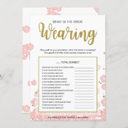 What is the Bride Wearing Game | Gold and Pink | Zazzle