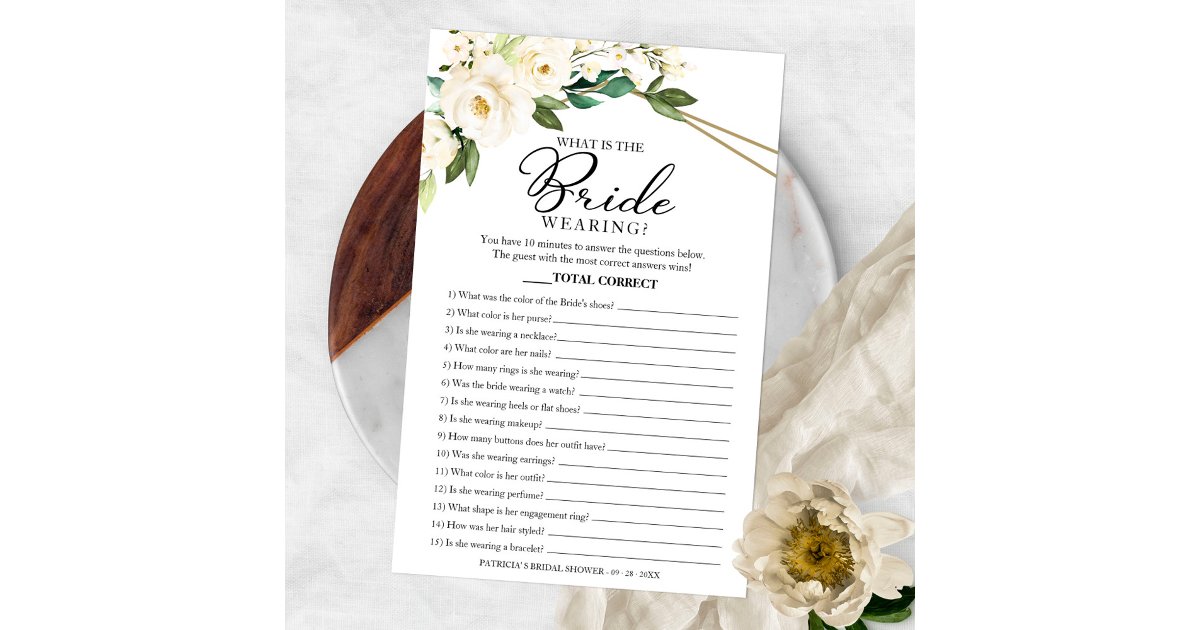 What Is The Bride Wearing Game Greenery Flyer | Zazzle